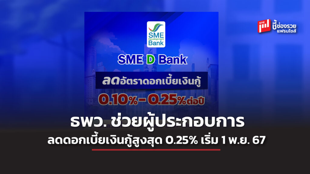 SME D Bank ช่วยผู้ประกอบการลดภาระ ปรับดอกเบี้ยเงินกู้ลงสูงสุด 0.25% มี ...